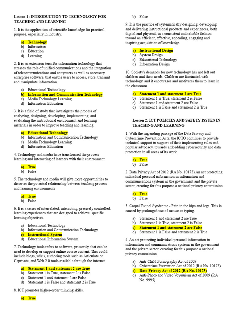 EDUC 204 Midterm Reviewer | PDF | Educational Technology | Information ...