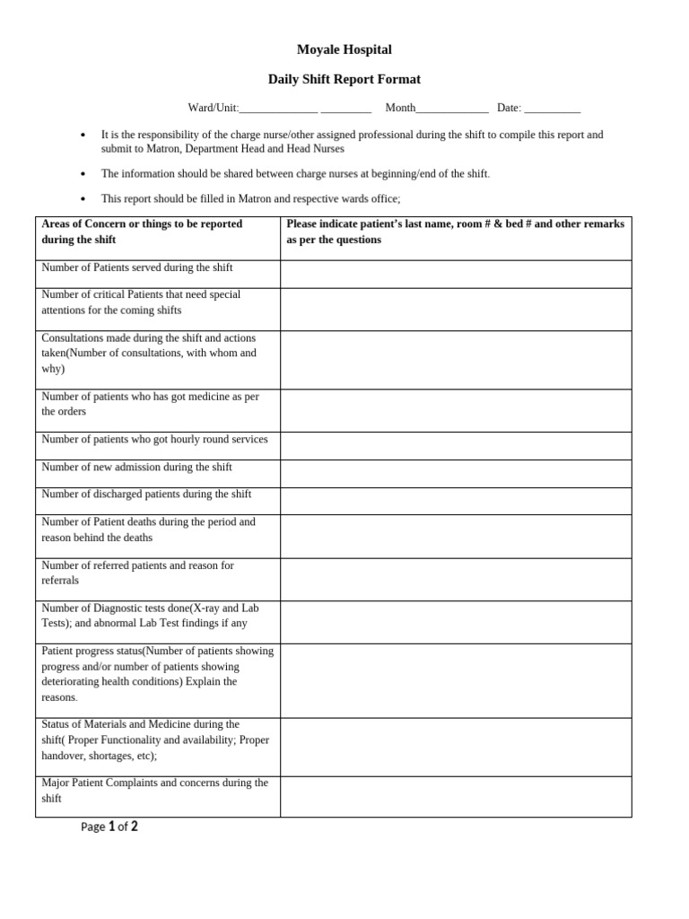 Shift Report Guide for Nurses | PDF | Patient | Clinical Medicine