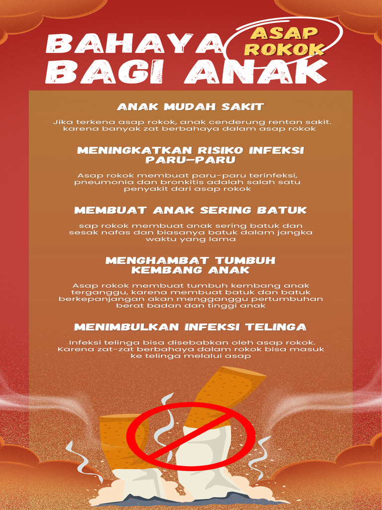 Merah Ilustrasi Bahaya Asap Rokok Bagi Anak Infografis - 20250208 ...