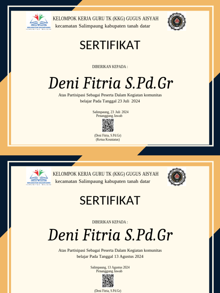 sertifikat kombel 2 | PDF