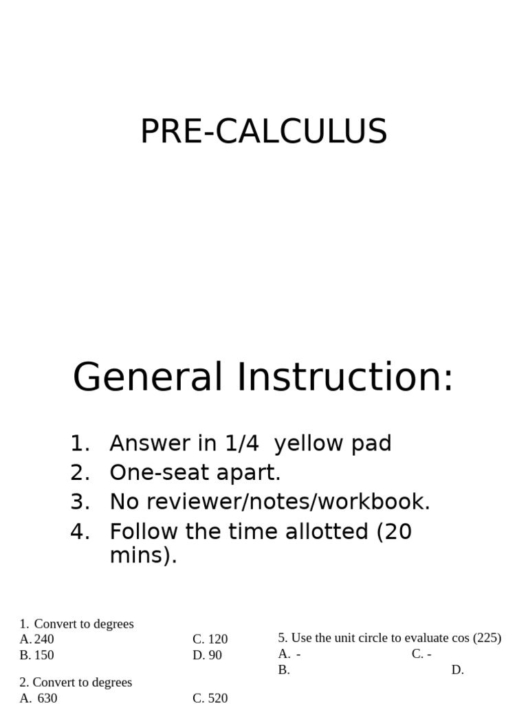 SIL 1 Precal Unit Circle | PDF