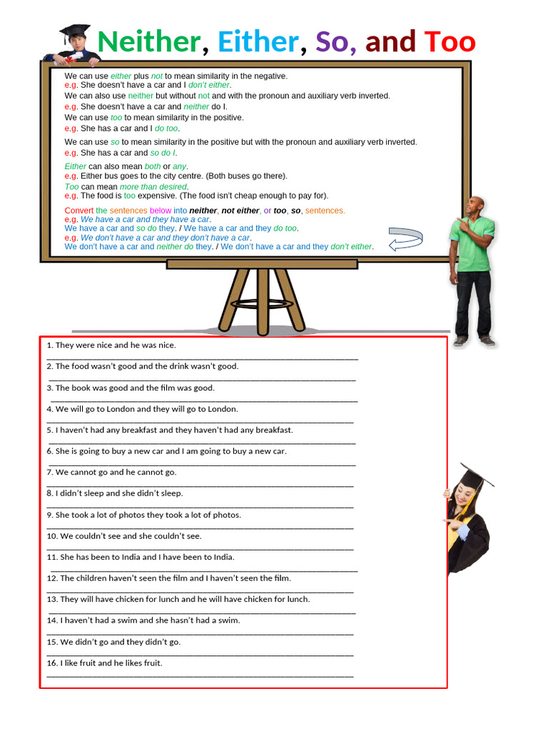 Neither Either So and Too | PDF | Language Mechanics | Linguistic ...