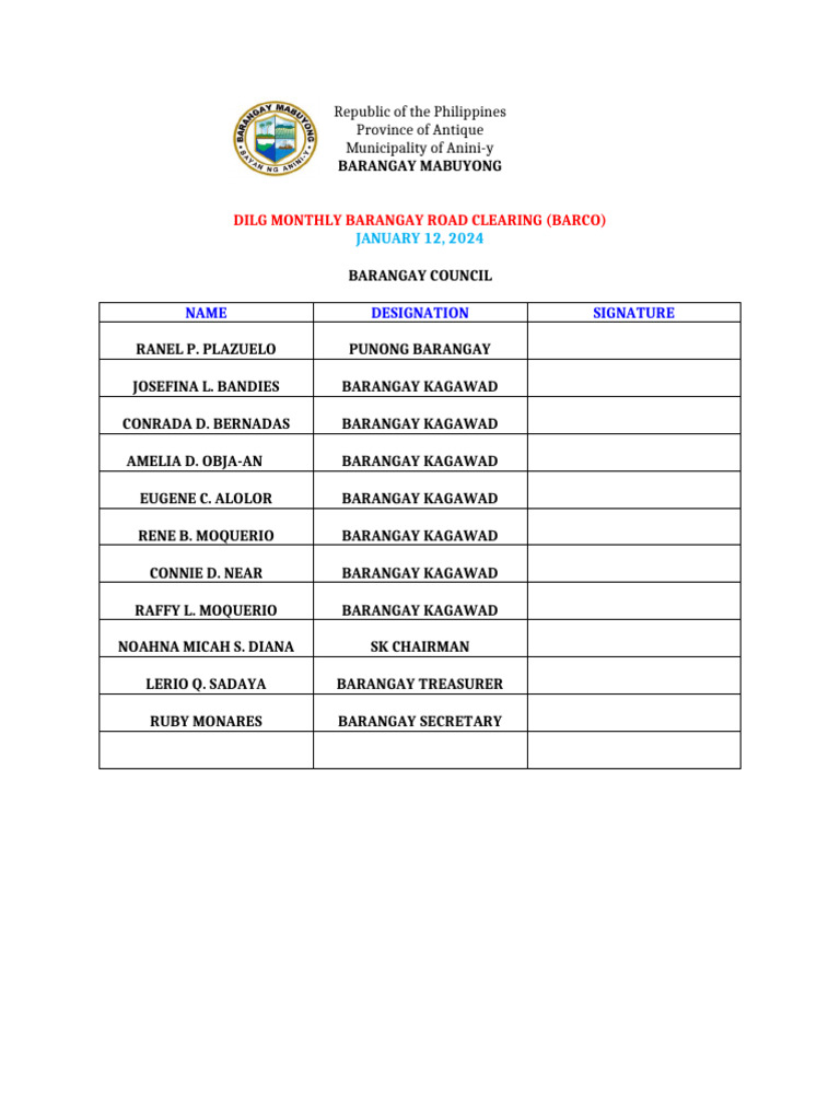 Attendance Road Clearing | PDF