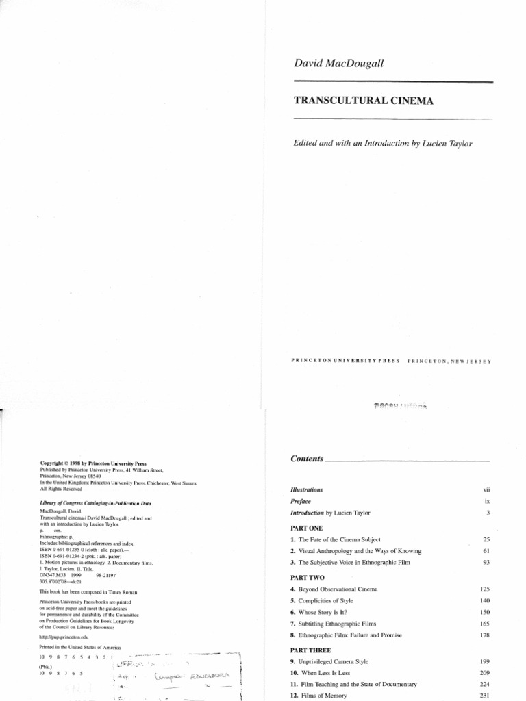 Week 4 - MacDougall David 1998 Transcultural Cinema. Chapter 4. Beyond ...