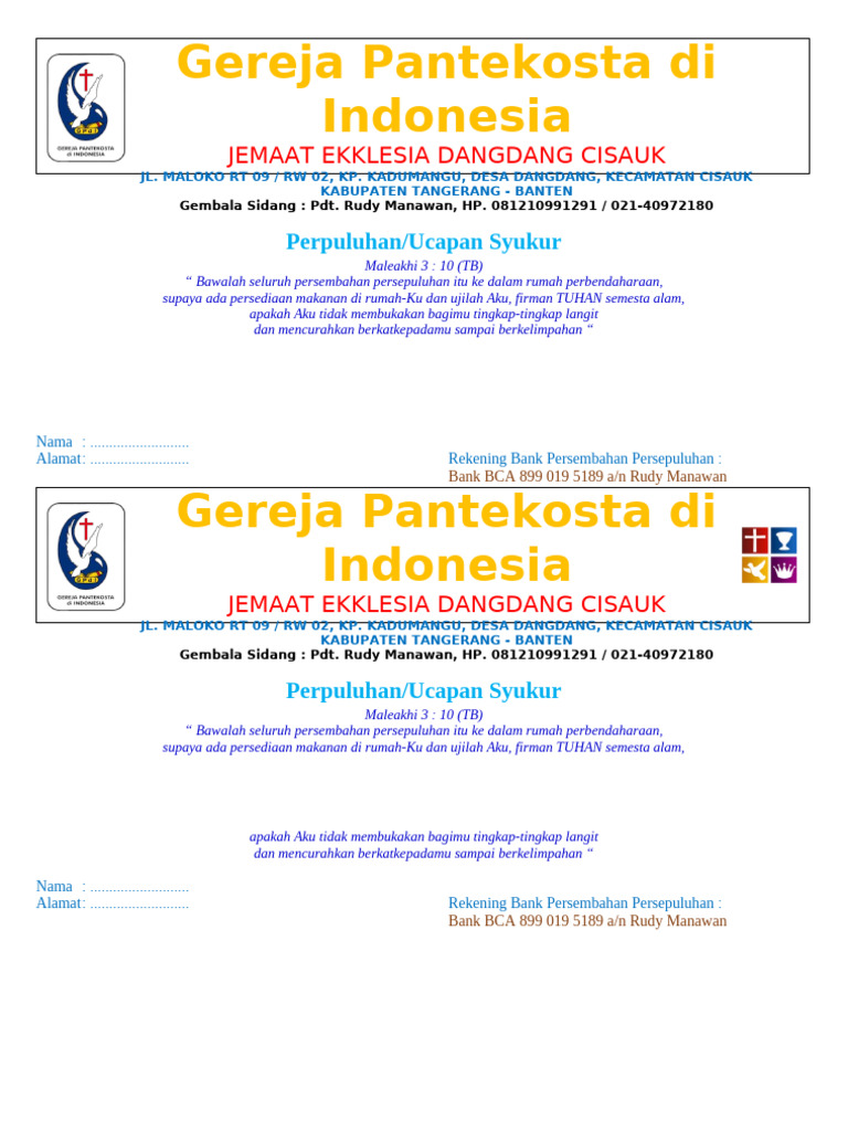 Amplop Surat Kop GPDI EKKLESIA DANGDANG | PDF