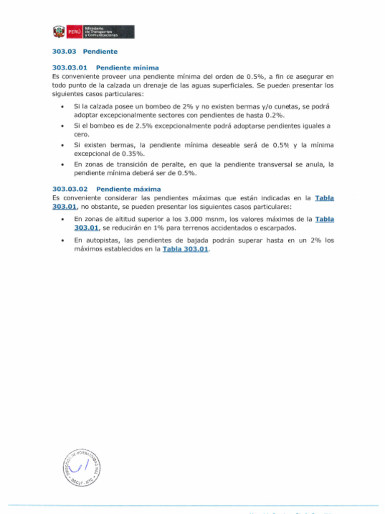 8.1 Sección 303 Pendiente Máxima | PDF