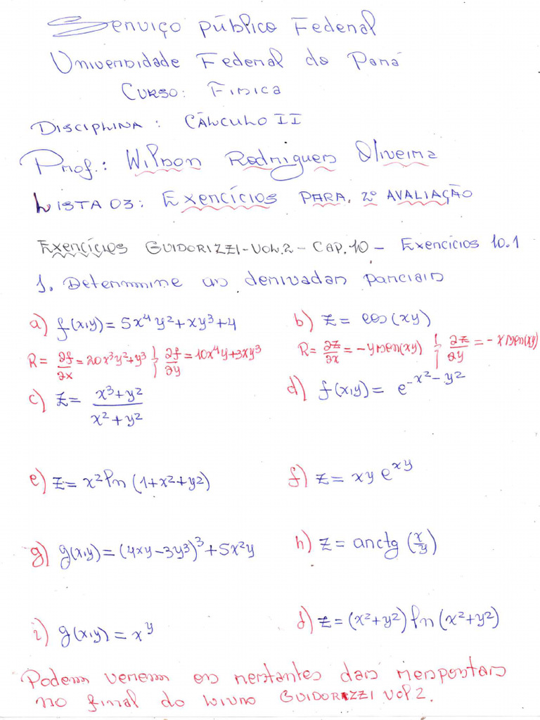 Lista 03 de Exercicios C2 | PDF