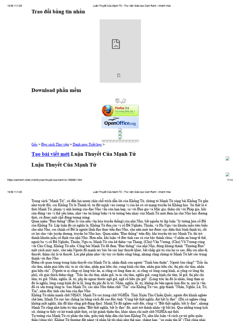 Luận Thuyết Của Mạnh Tử - Thư viện Giáo dục Cam Ranh - Khánh Hòa | PDF