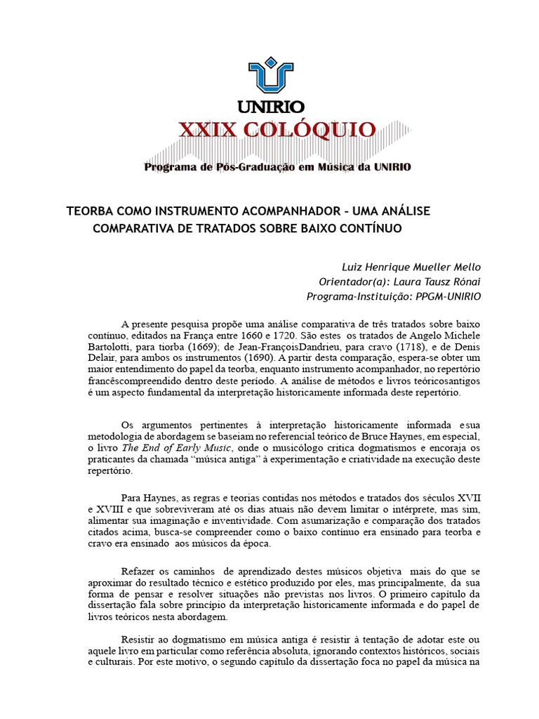 Coloquio - Resumo Expandido Assinado Final | PDF | Cravo (instrumento) | Livros