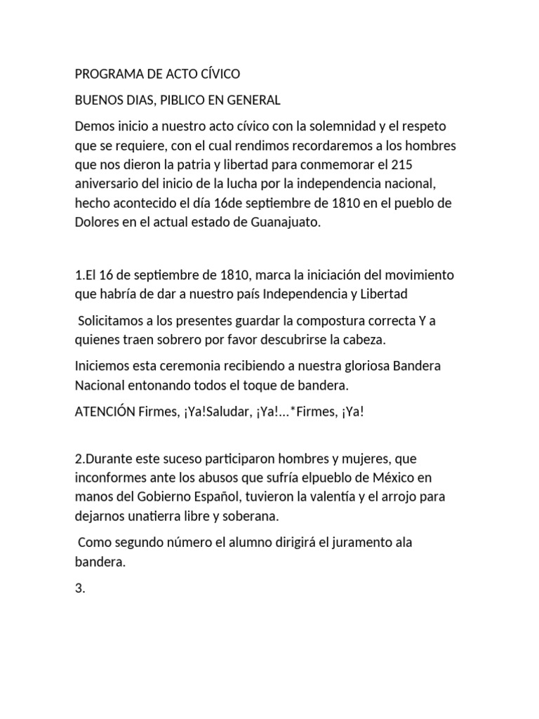 Programa de Acto Cívico | PDF