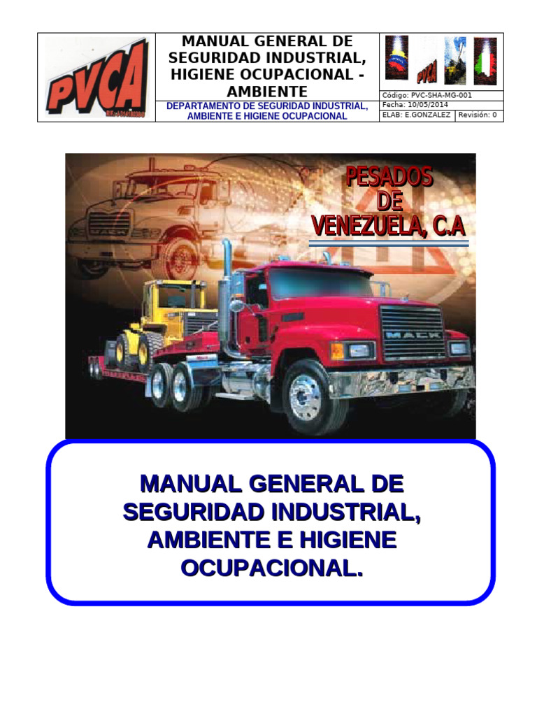 MANUAL GENERAL DE SEGURIDAD INDUSTRIAL, AMBIENTE E HIGIENE OCUPACIONAL | PDF | Higiene ...