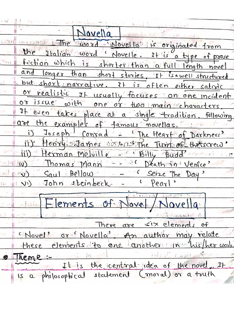 History of Novel - The Elements of Novel. | PDF