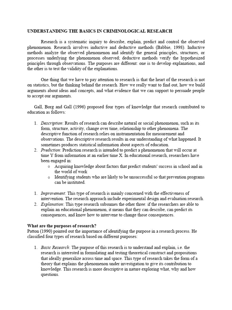 Basics of Criminological Research Methods | PDF | Evaluation ...