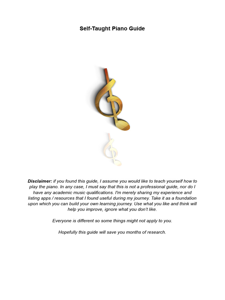 Self-Taught Piano Learning Guide | PDF | Scale (Music) | Chord (Music)