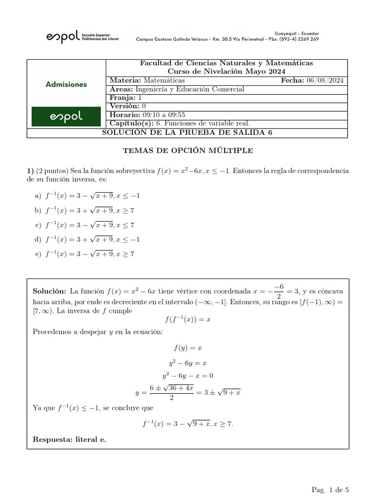 Solución PS6F1V0 | PDF | Relaciones matematicas | Funciones y mapeos