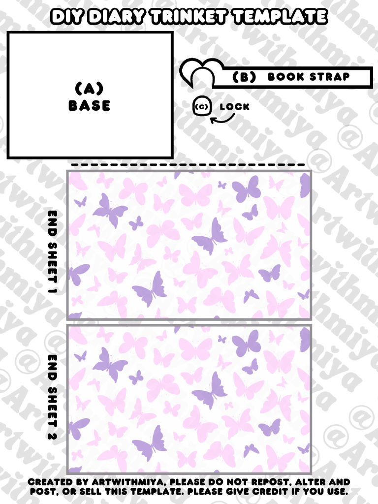 DIY Flutter Diary Trinket Template | PDF