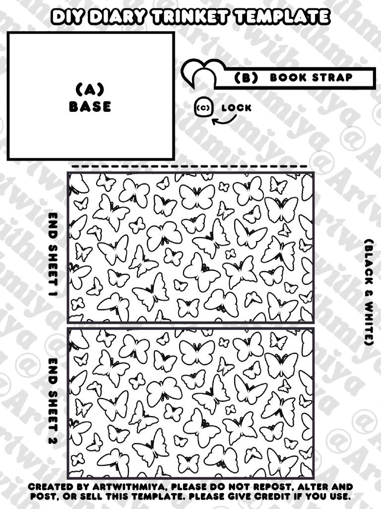 DIY Flutter Diary Template (Black & White) | PDF