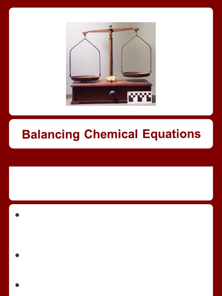 Balancing Chemical Equations | PDF | Chemistry | Chemical Elements