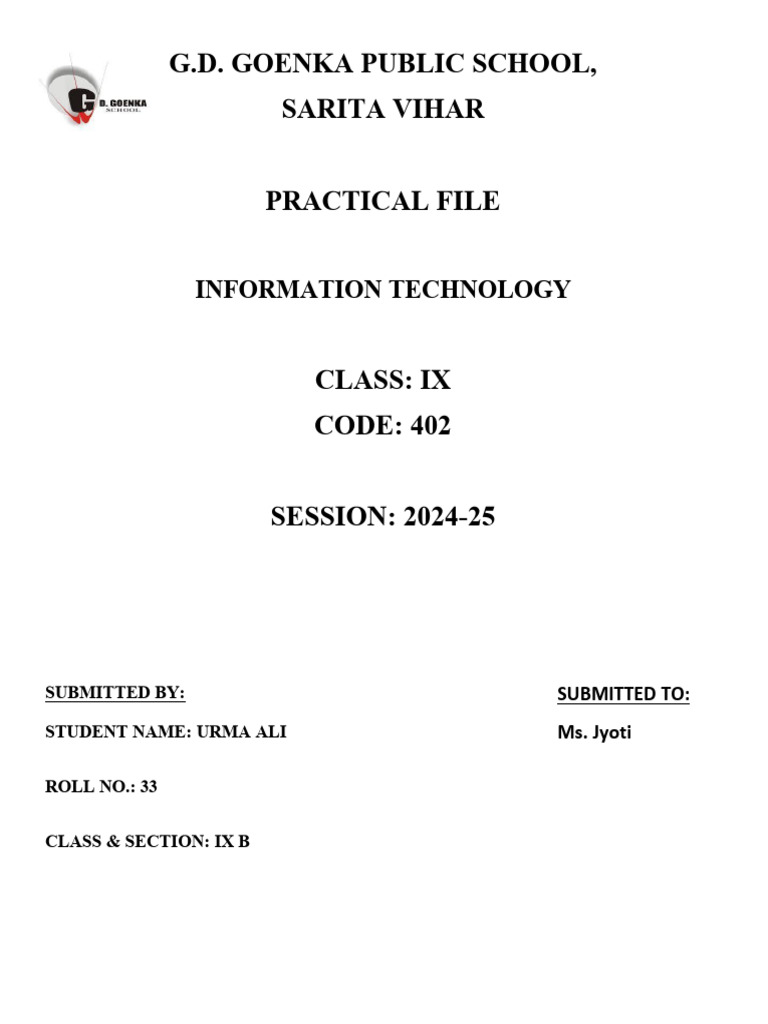 IT Class IX Practical File | PDF