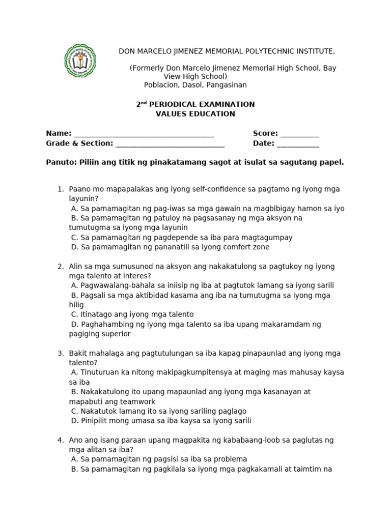 Values Education 7 (Tagalog) | PDF