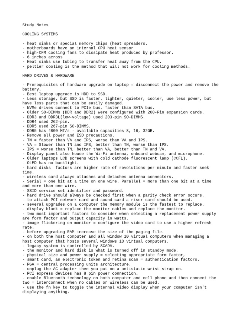 Cooling & Hardware Study Guide | PDF | Cloud Computing | Desktop Virtualization