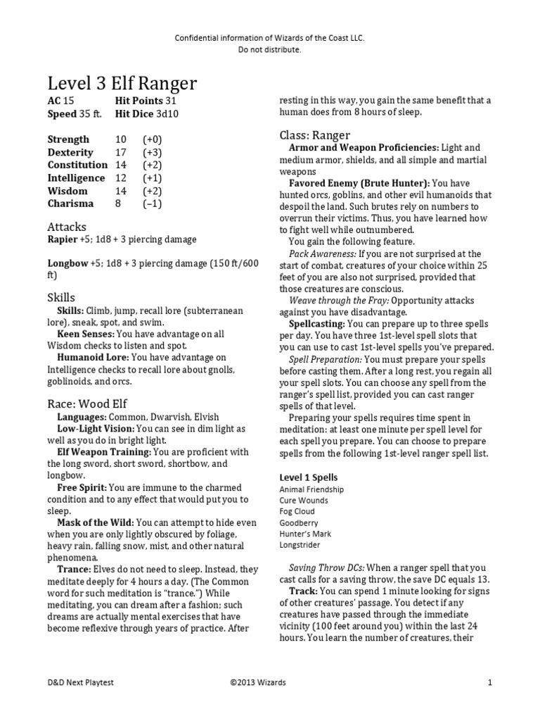 DND Next Elf Ranger 3 | PDF
