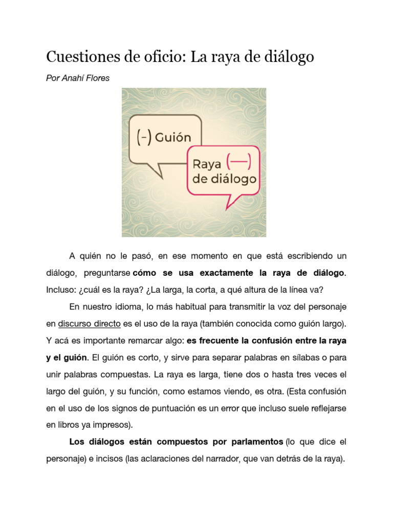 Uso correcto de la raya de diálogo | PDF | Puntuación | Ortografía
