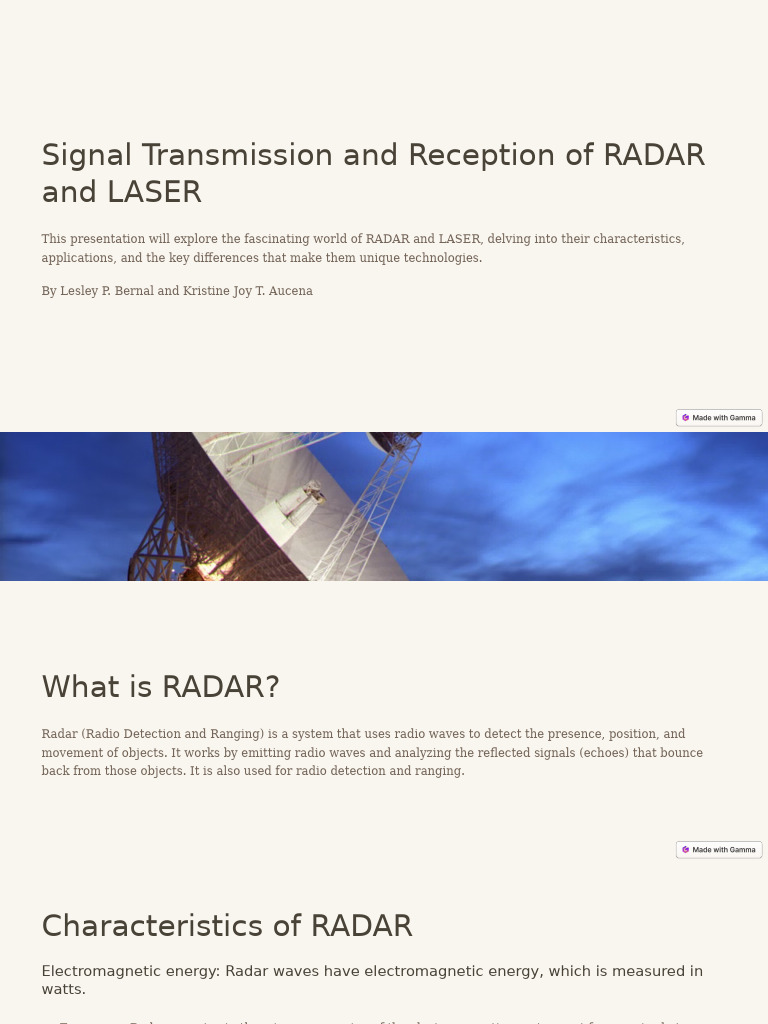 RADAR vs. LASER: Key Differences Explained | PDF | Radar | Laser