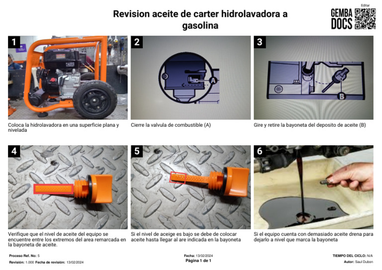 Revisión de Aceite en Hidrolavadora | PDF