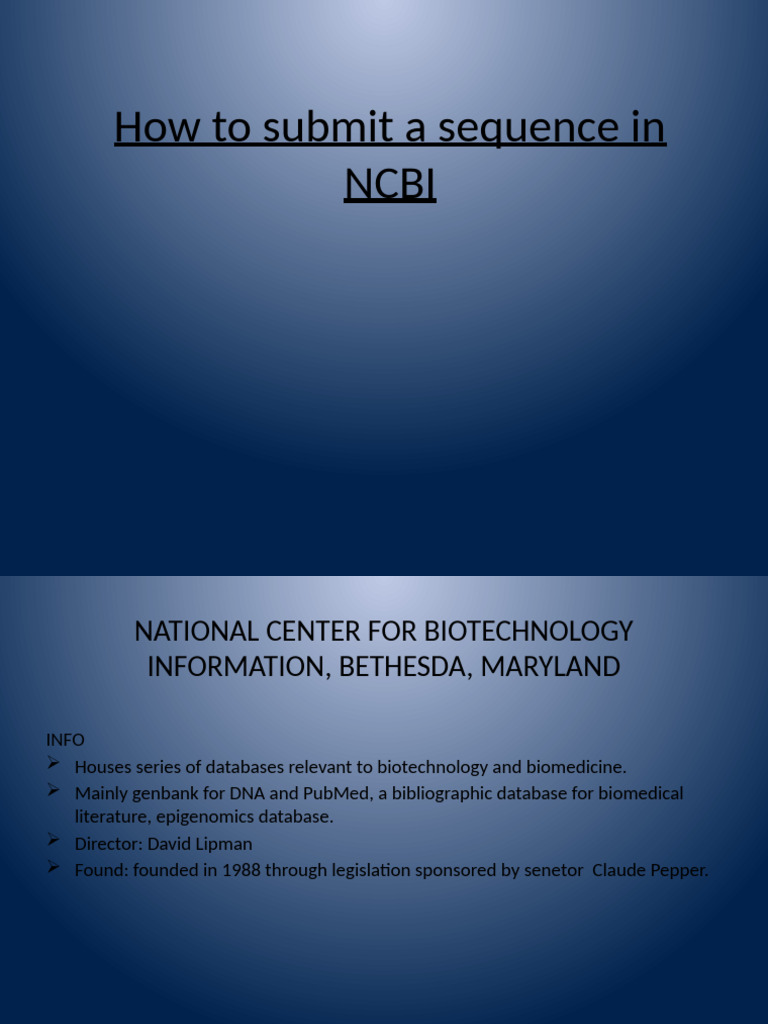 Submission To Ncbi | PDF | National Center For Biotechnology Information | Dna Sequencing