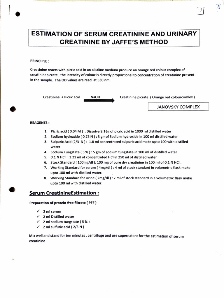 Serum & Urinary Creatinine Estimation | PDF | Creatinine | Magnesium