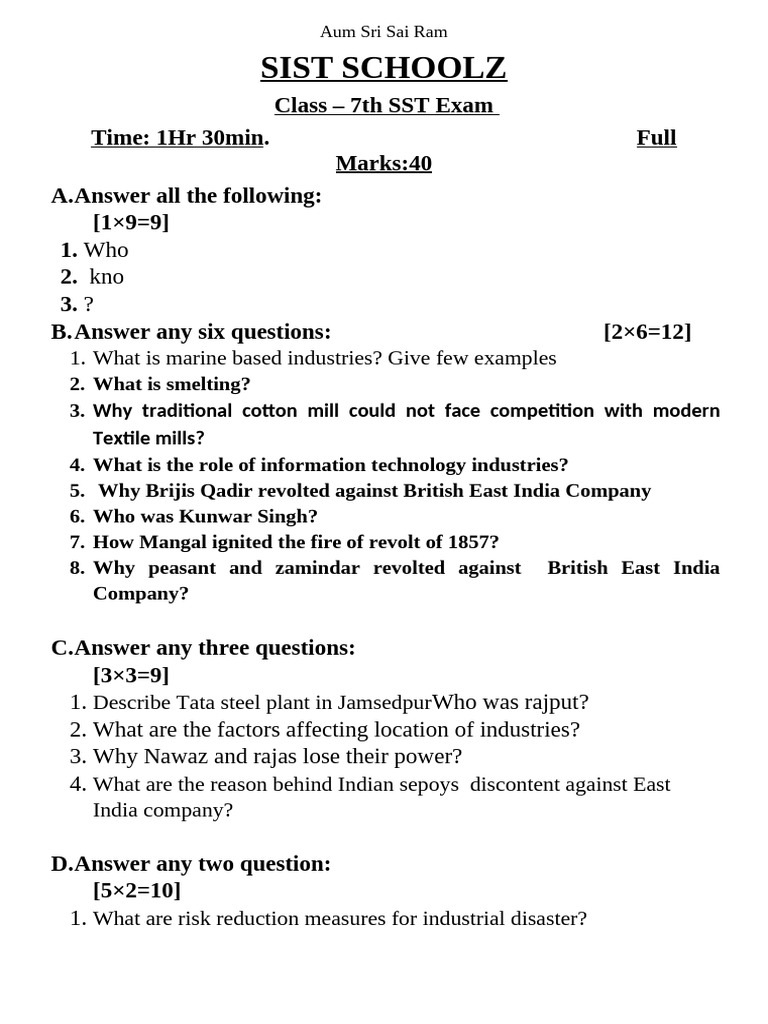 7 SST Exam edit | PDF