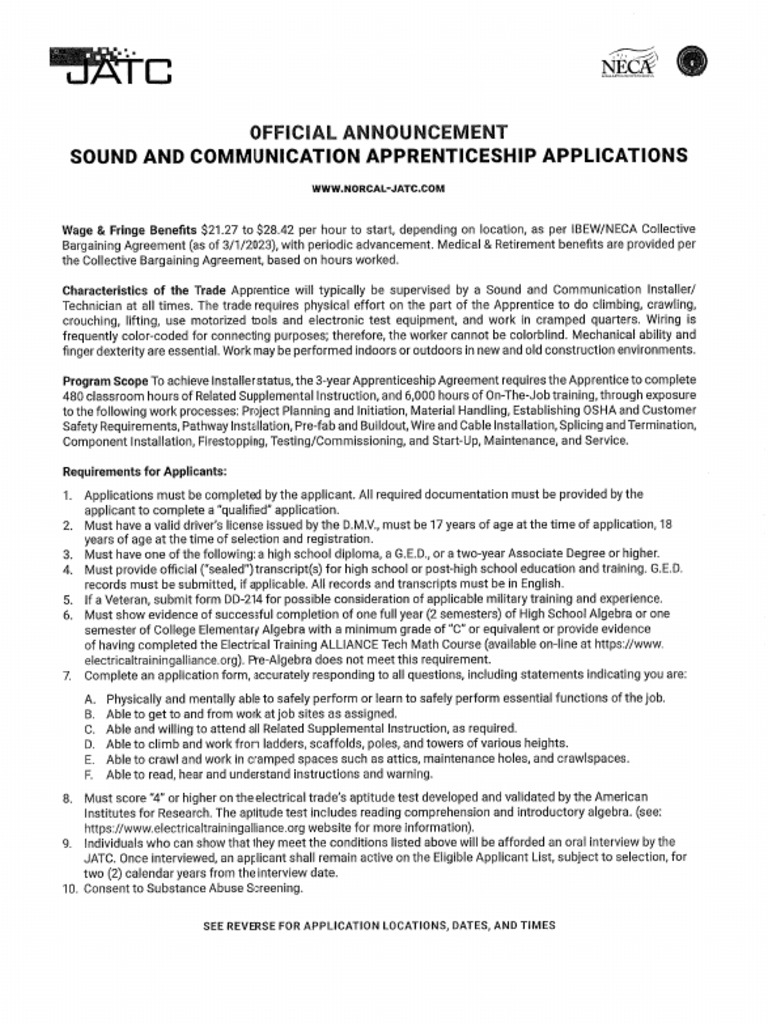 SC Apprentice Application Announcement | PDF