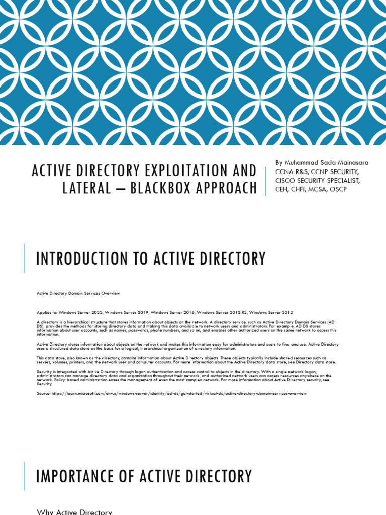 1.1 Active Directory Exploitation and Lateral - BlackBox Approach | PDF | Active Directory ...