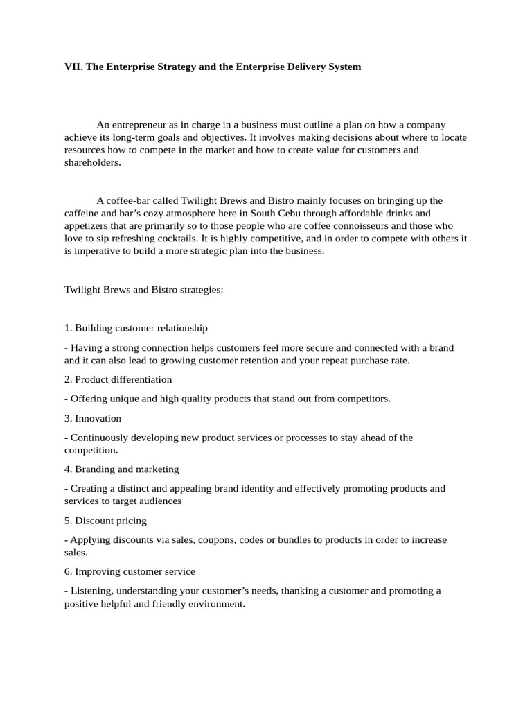 VII. The Enterprise Strategy | PDF | Brand | Pricing