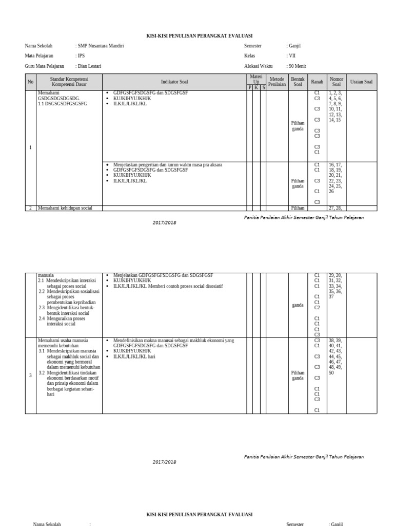 Contoh Form Kisi2 SMP-SMK | PDF