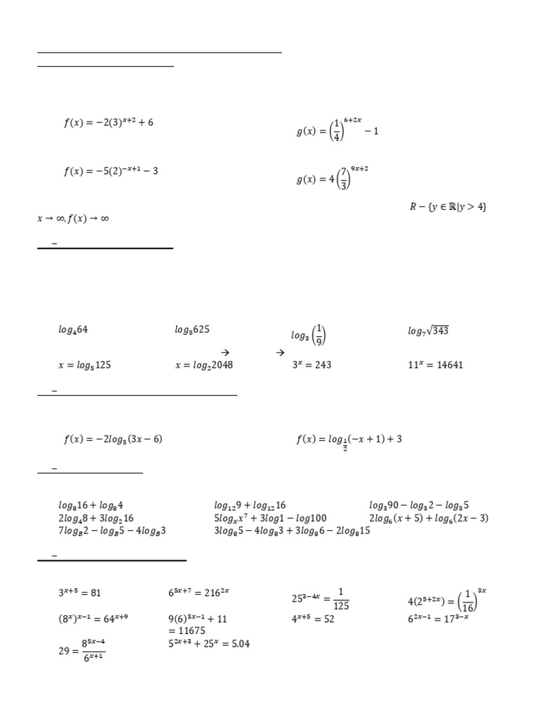 Exponential and Logarithmic Equations Review '24 | PDF | Exponential Function | Function ...