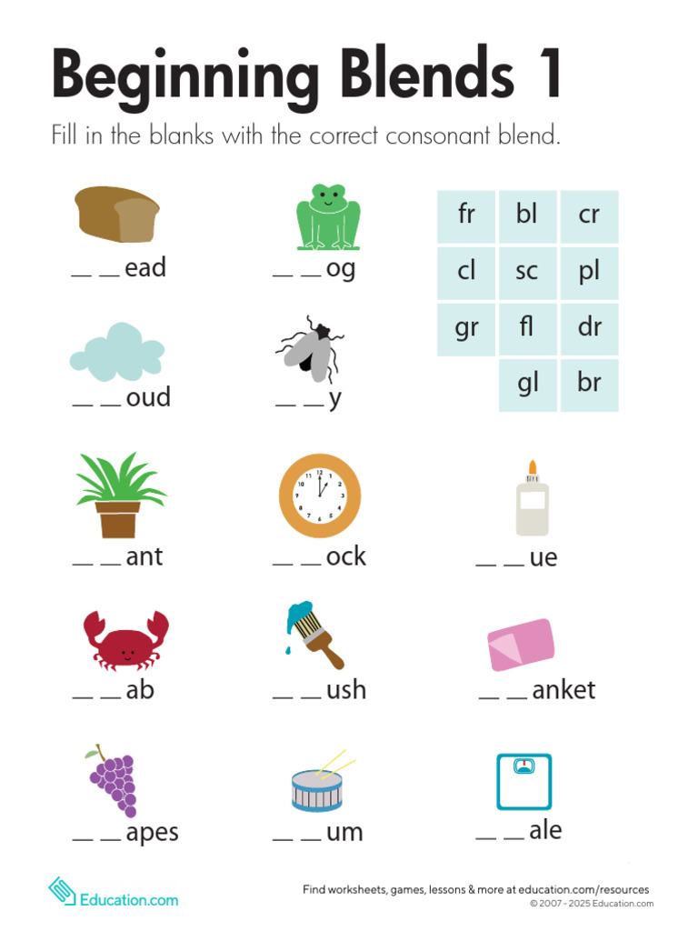 Exercise1 Beginning Blends 1 First | PDF