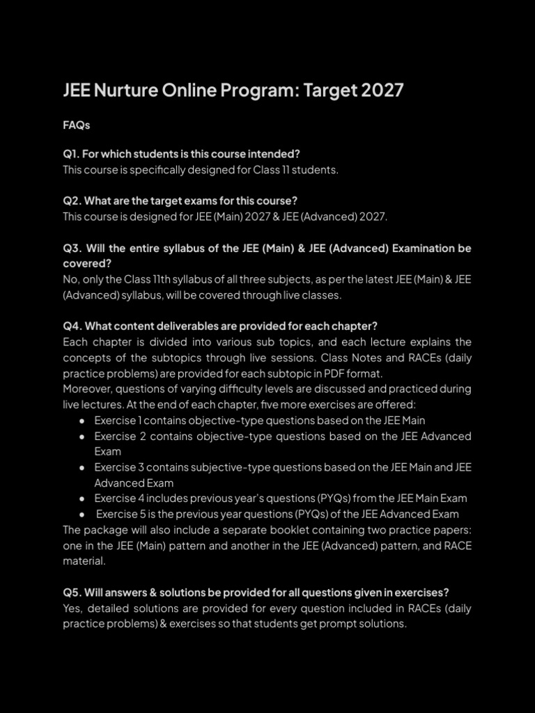 JEE Nurture Online Program Target 2027 Wkikrn J5eebt | PDF | Learning