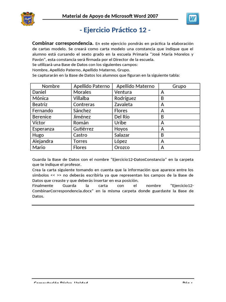 Ejercicio12 Combinarcorrespondencia | PDF