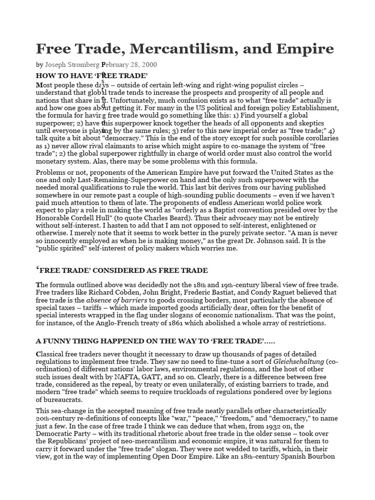 Understanding Free Trade vs. Mercantilism | PDF | Free Trade | Imperialism