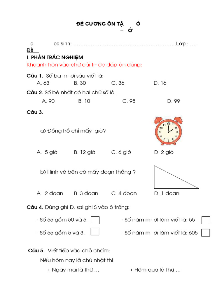 - ôn Tập Toán Ck2 - Lớp 1 | PDF