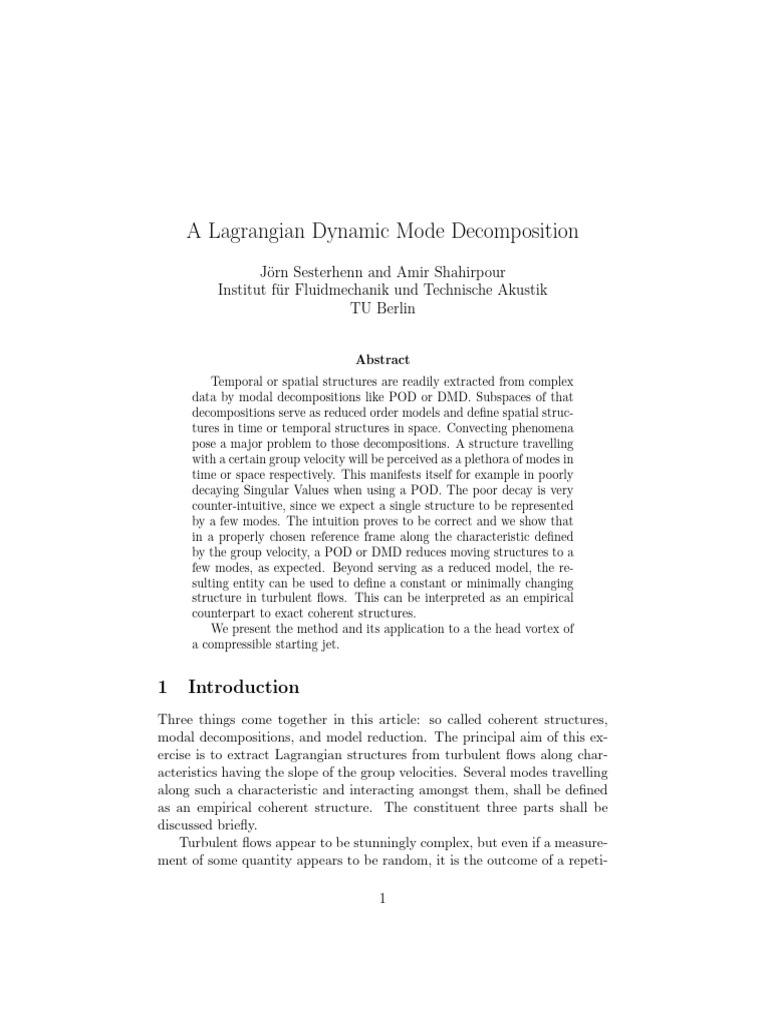 Lagrangian Dynamic Mode Decomposition | PDF | Vortices | Turbulence