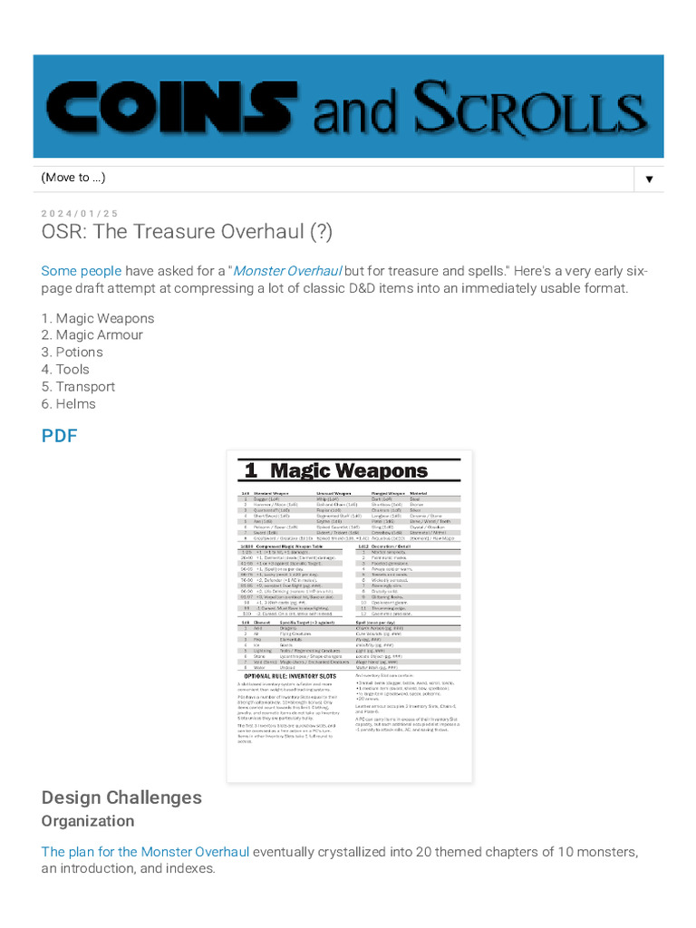 Coins and Scrolls_ OSR_ the Treasure Overhaul (_) | PDF