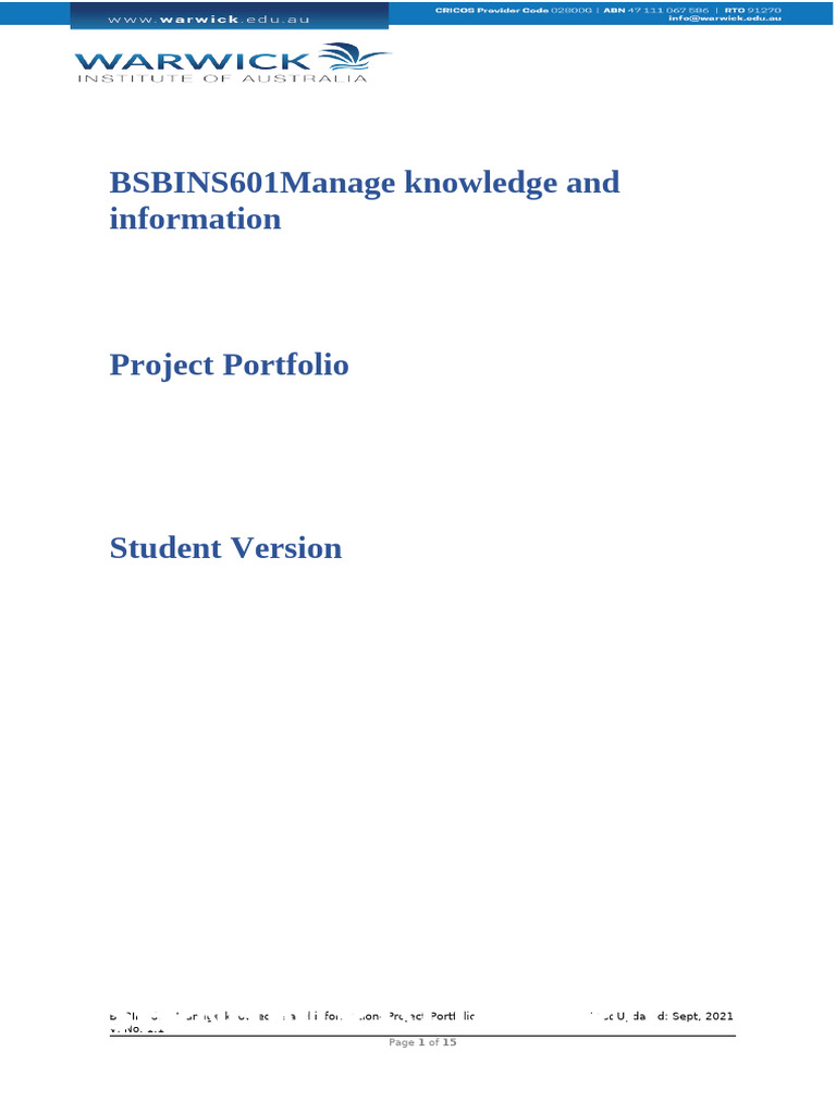 Knowledge Management Project Portfolio | PDF | Information | Risk