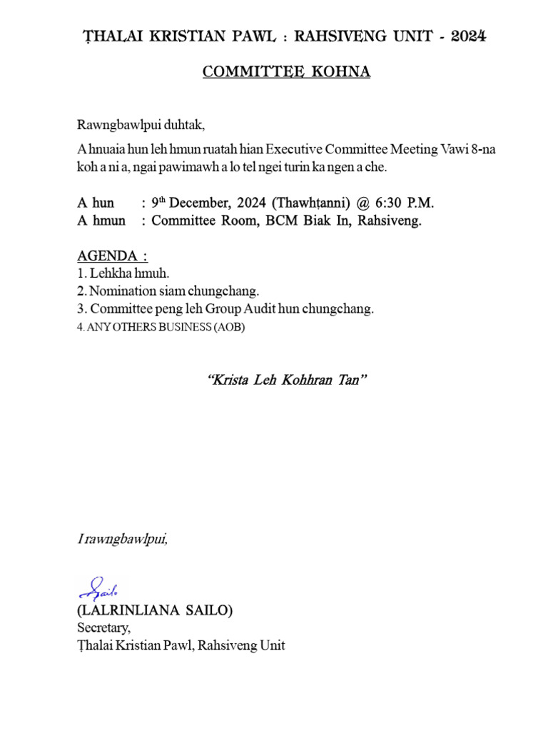 Committee Kohna - 9th December | PDF