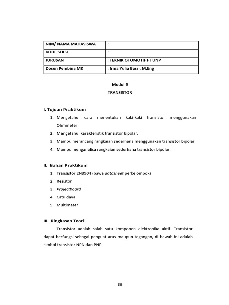 Modul 7 Transistor | PDF