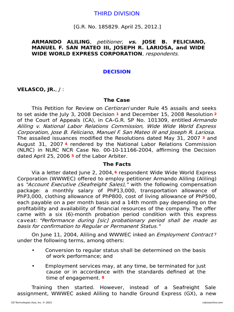 207. Aliling v. Feliciano | PDF | Cost Of Living | Employment