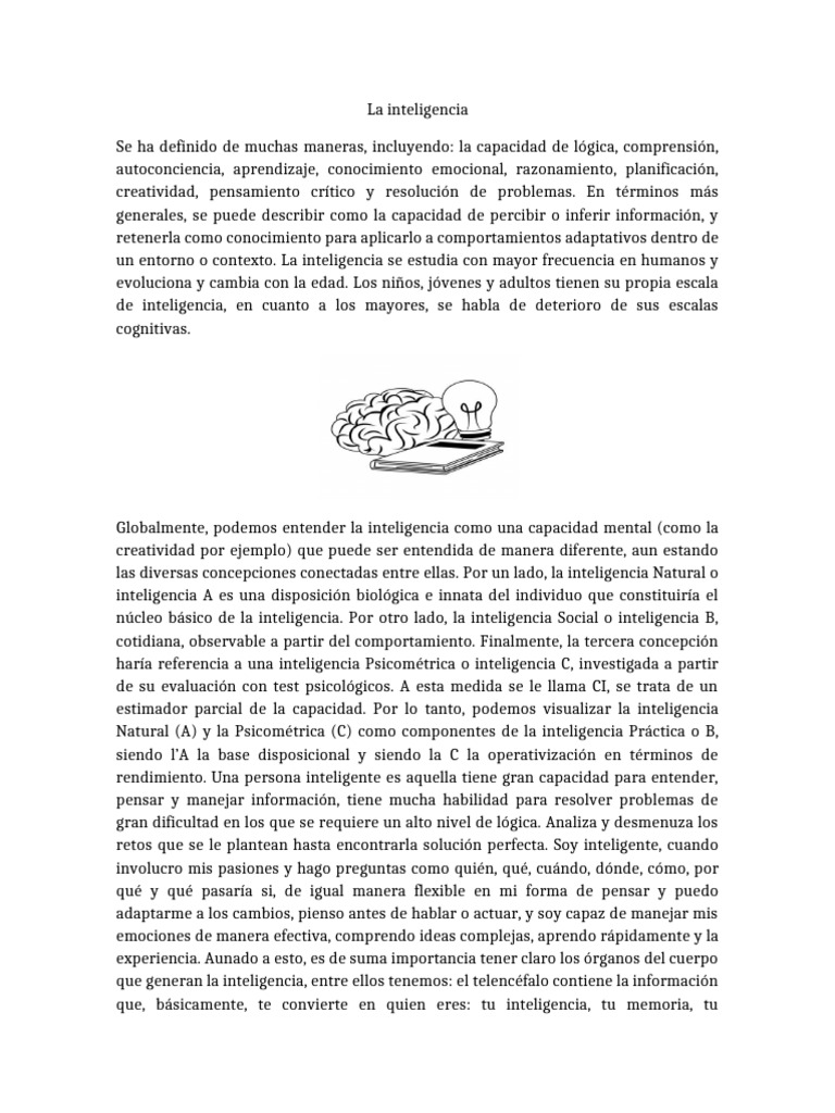 Tipos y funciones de la inteligencia humana | PDF | Inteligencia ...
