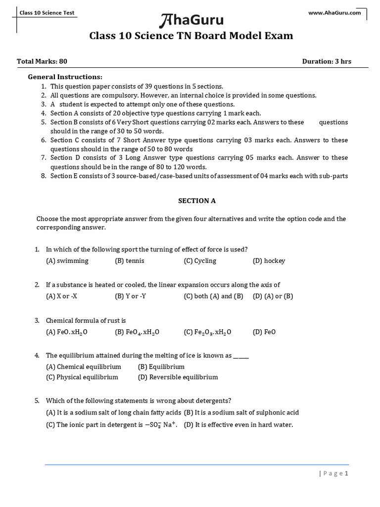 10 PCB TN Board Model Exam 1 05th Jan 2025 | PDF | Central Nervous ...
